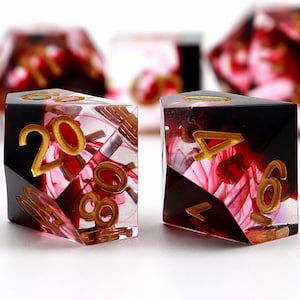 Handmade Sharp Edge Dice Blood Swirl Red Clear Resin Polyhedral Dice ...
