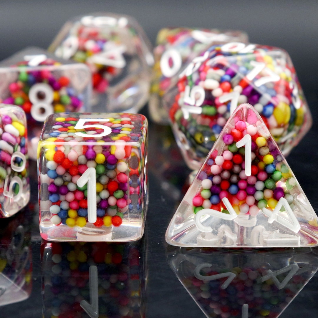 Rainbow DND Dice Set Cute Candy Resin Polyhedral Dice Set TTRPG ...