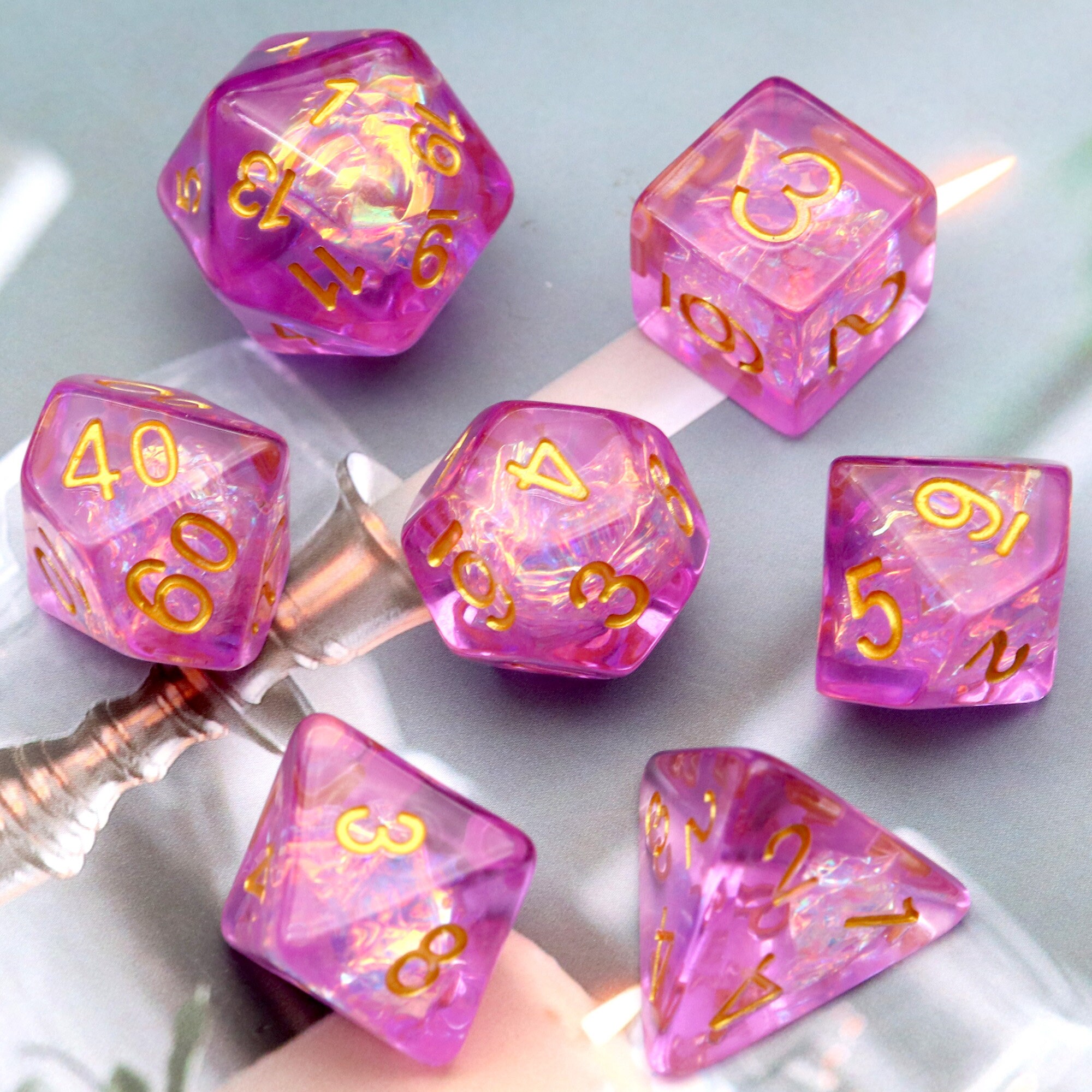 Purple Galaxy Resin Dice Set With Irisecent Mylar Inclusions Polyhedral ...