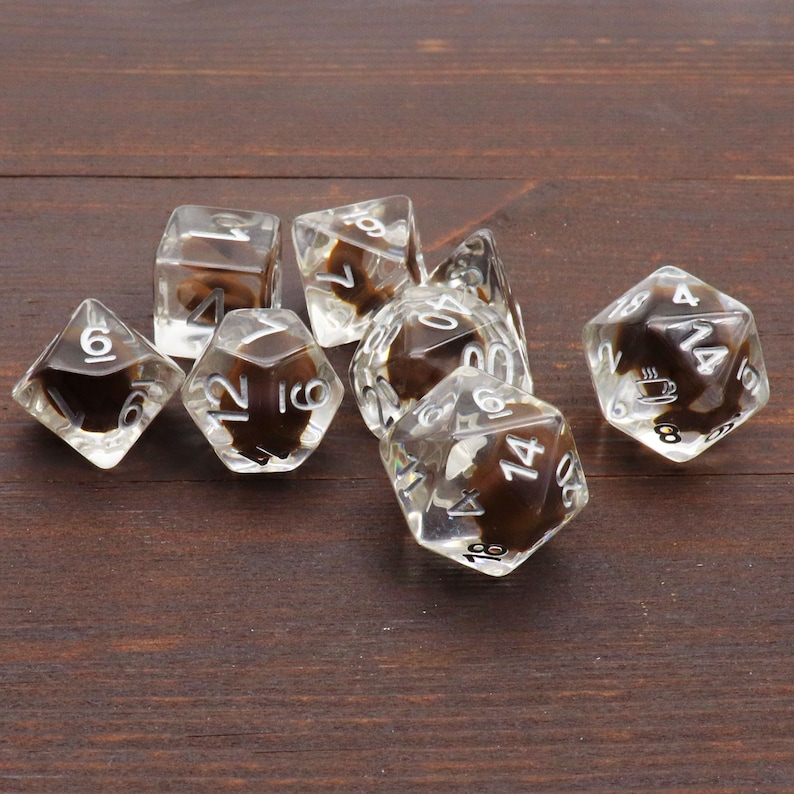 8PC Coffee Bean DND Dice Set Cute Food Resin Polyhedral RPG - Etsy