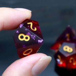 Handmade Sharp Edge Dice Red Black Resin Polyhedral RPG Dice Set With ...
