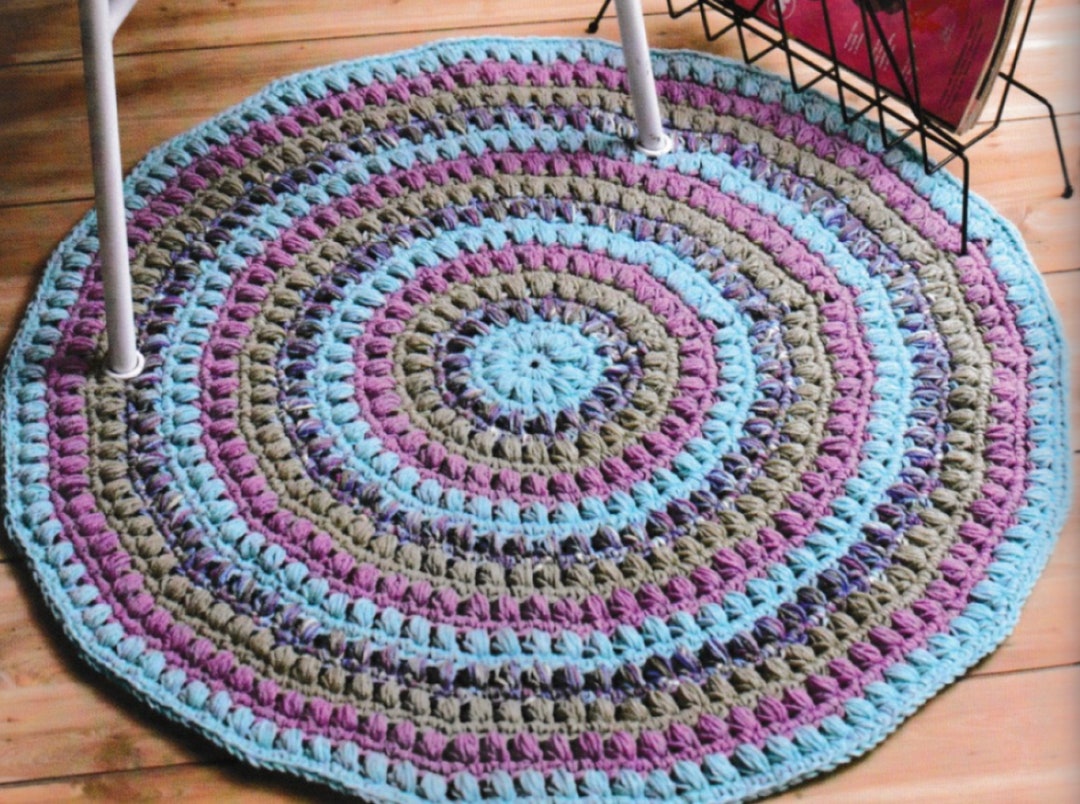 Crochet Round Rug Pattern Pdf Vintage Circular Rug Pattern Home Decor ...