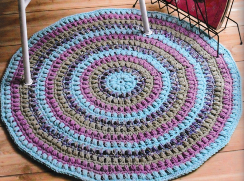 Crochet Round Rug Pattern Pdf Vintage Circular Rug Pattern Home Decor ...