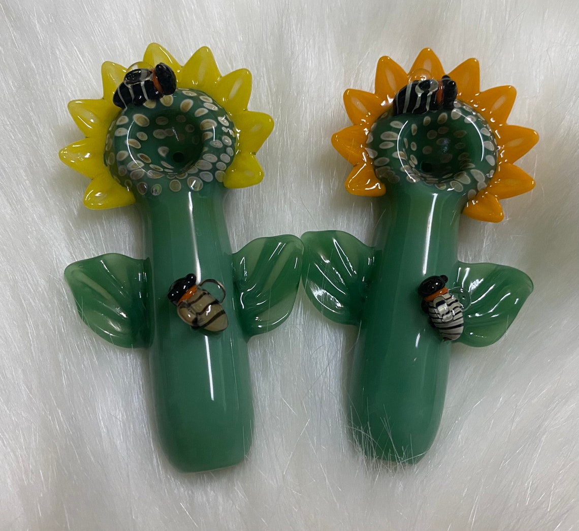 Flowers Bee Glass Hand Pipe Buy Any Two Items From Shop Get - Etsy