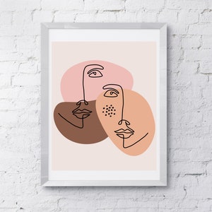 DIGITAL DOWNLOAD Two Faces Abstract Wall Art Download Wall | Etsy