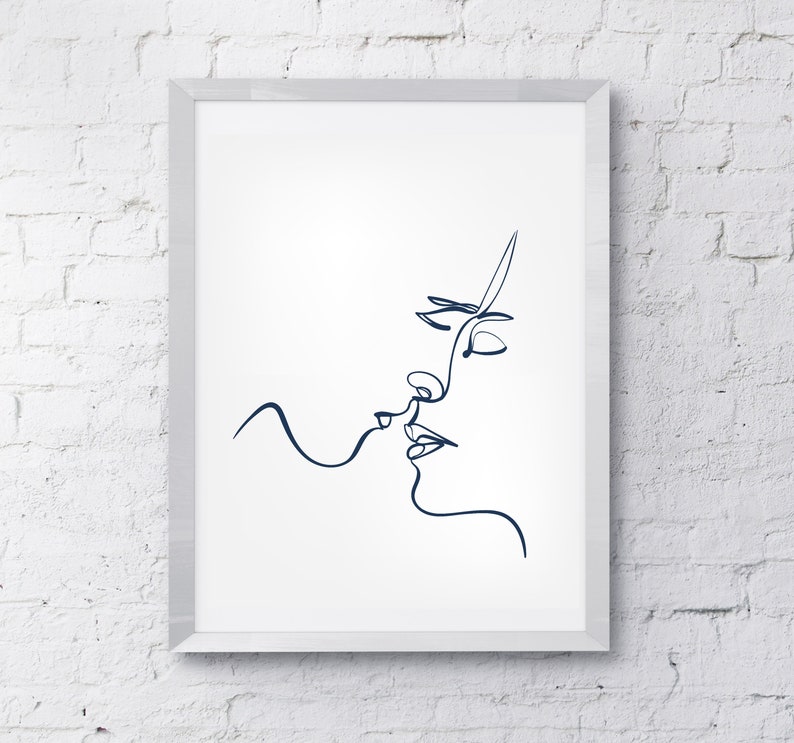 DIGITAL DOWNLOAD Single Line Kiss Wall Art Download - Wall Art, Home ...