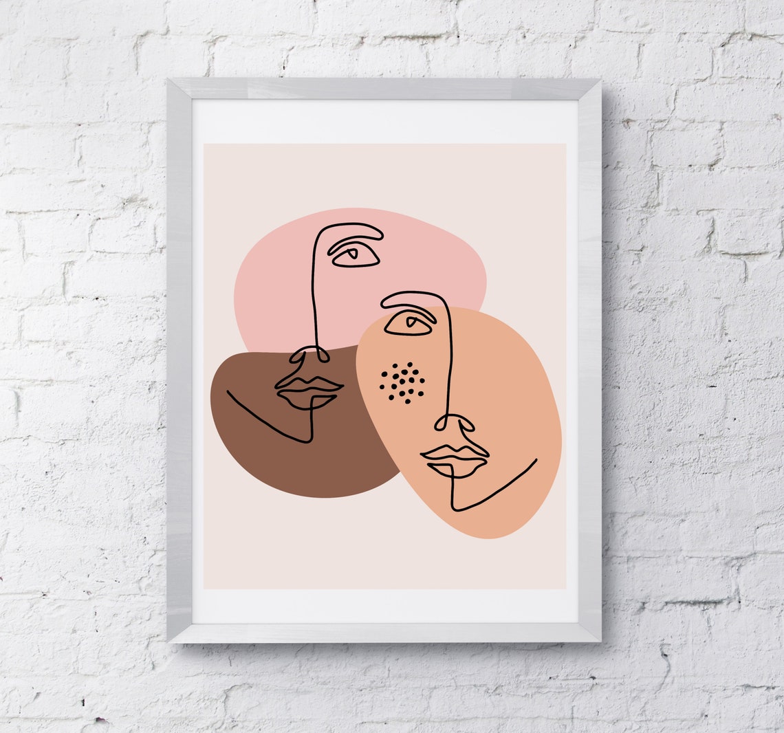 Two Faces Abstract Art Wall Print Wall Art, Home Decor, Home Print, Two ...