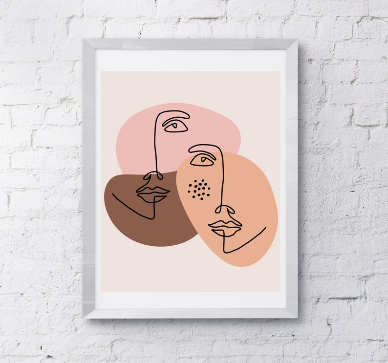 Two Faces Abstract Art Wall Print Wall Art, Home Decor, Home Print, Two ...