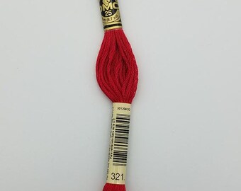 DMC 6 Strand Embroidery Floss Cotton Thread Bulk 321 Christmas Red 12 ...