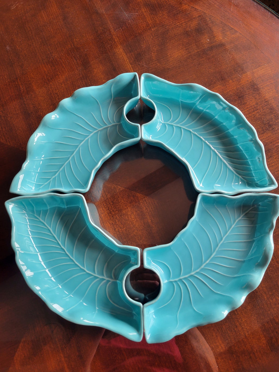 Vintage California Pottery. Aqua Leaf Pattern. Made Un USA - Etsy