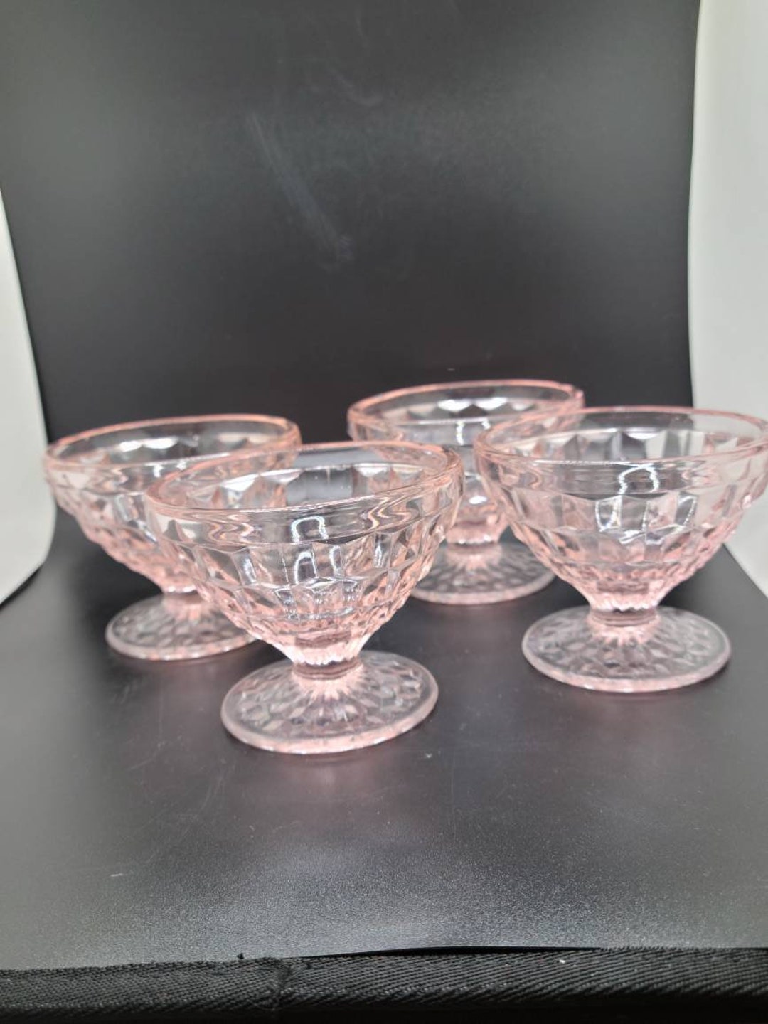 Pink Fostoria American Glass Pink Sherbert Footed Bowls. 2 3/4 Tall, 3 ...
