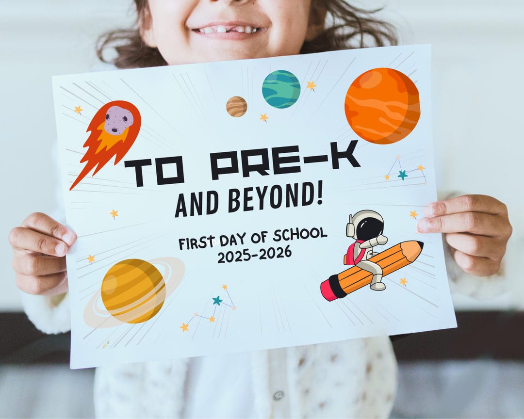 First Day of Pre-k Printable Sign, Printable Pre-k Sign, School ...