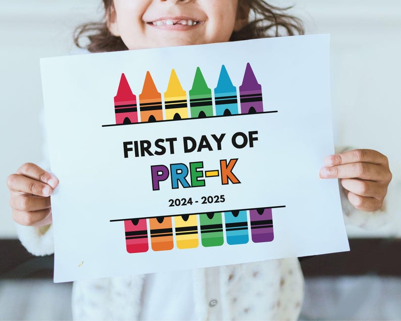 First Day of Pre-k Printable Sign, Printable Pre-k Sign, School ...