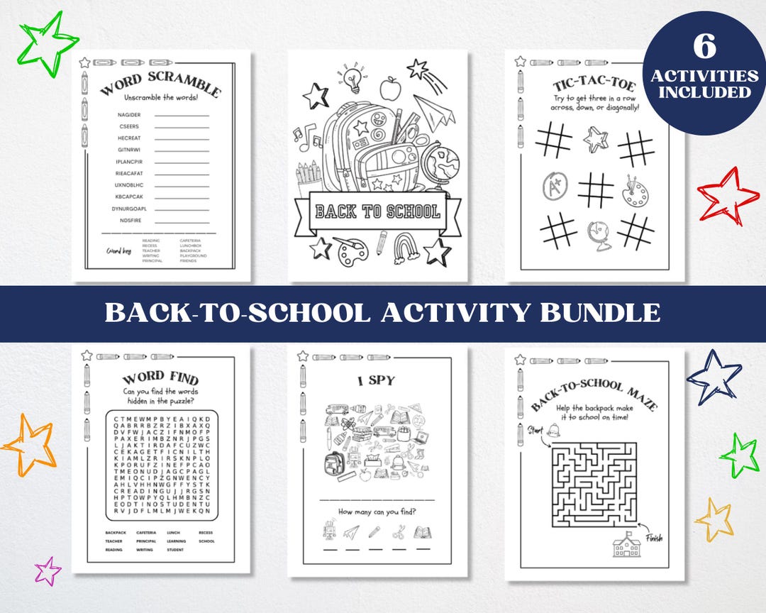 6 Printable Back-to-school Activities, School Activity Bundle, Kid's ...
