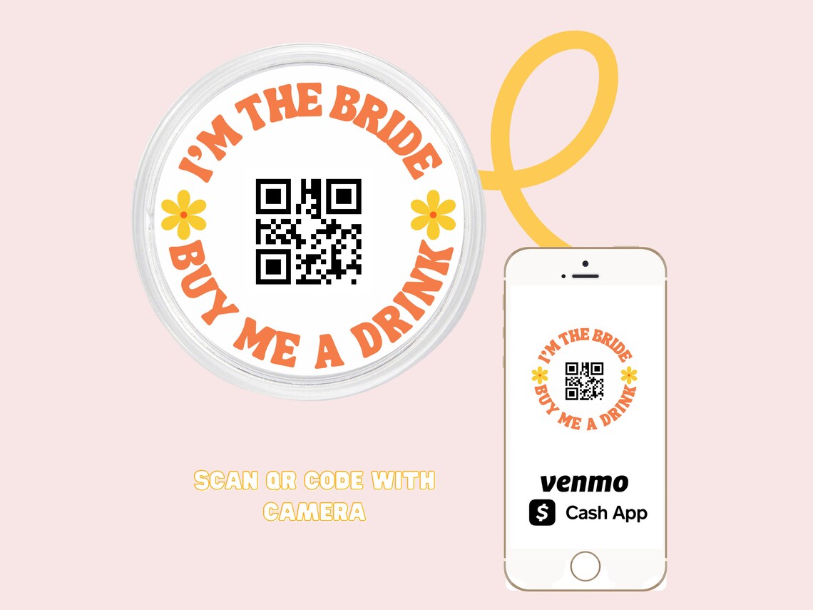 Groovy Bachelorette Venmo QR Code Pin: Buy the Bride a Drink - Etsy