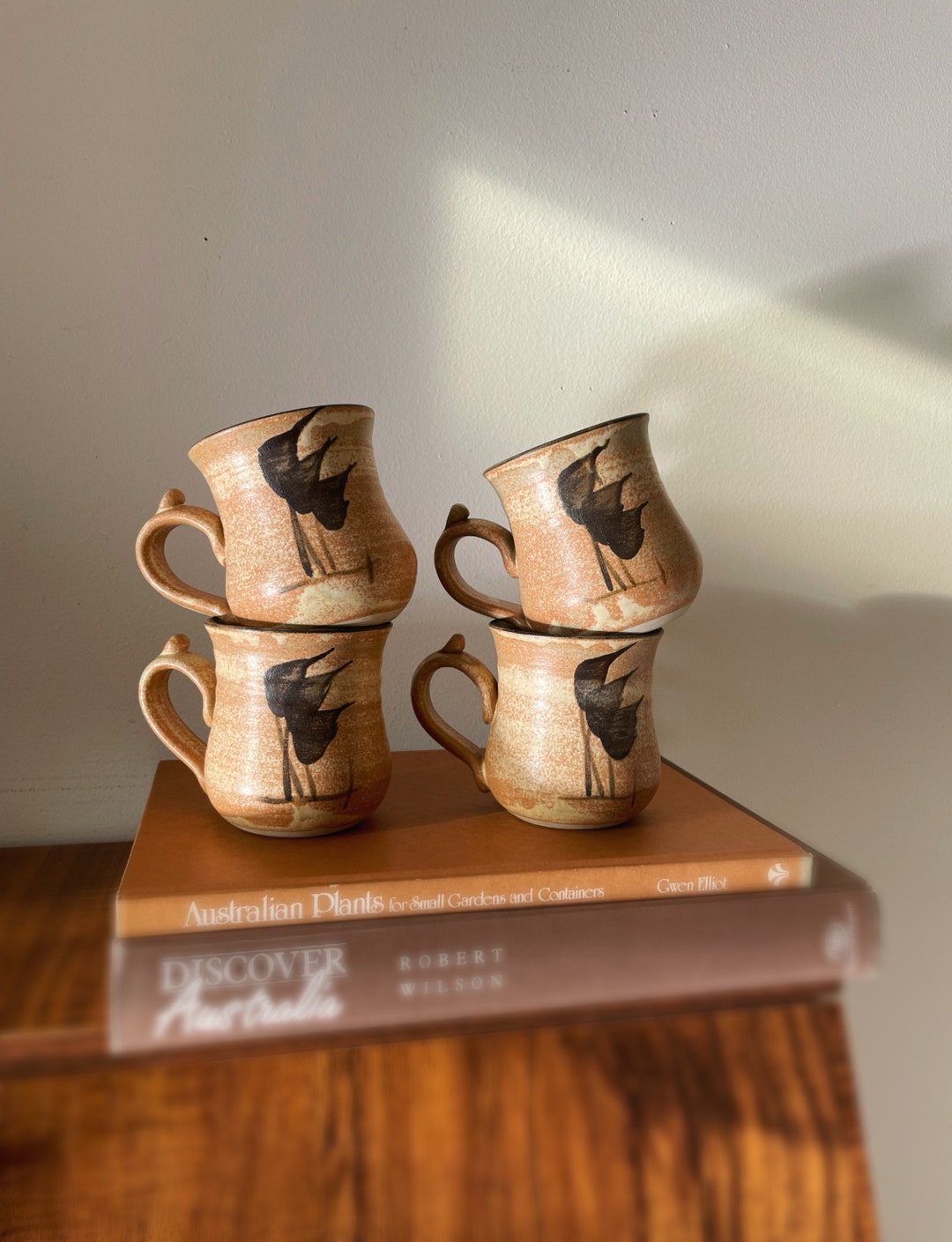 Earthy Tones Pottery Mugs Set of Five Coffee Mugs With - Etsy Australia