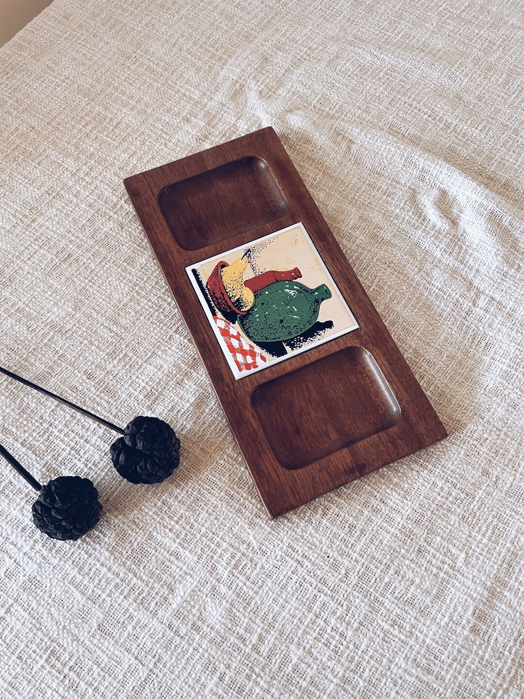Wood Tray With Ceramic Tile Insert - Etsy
