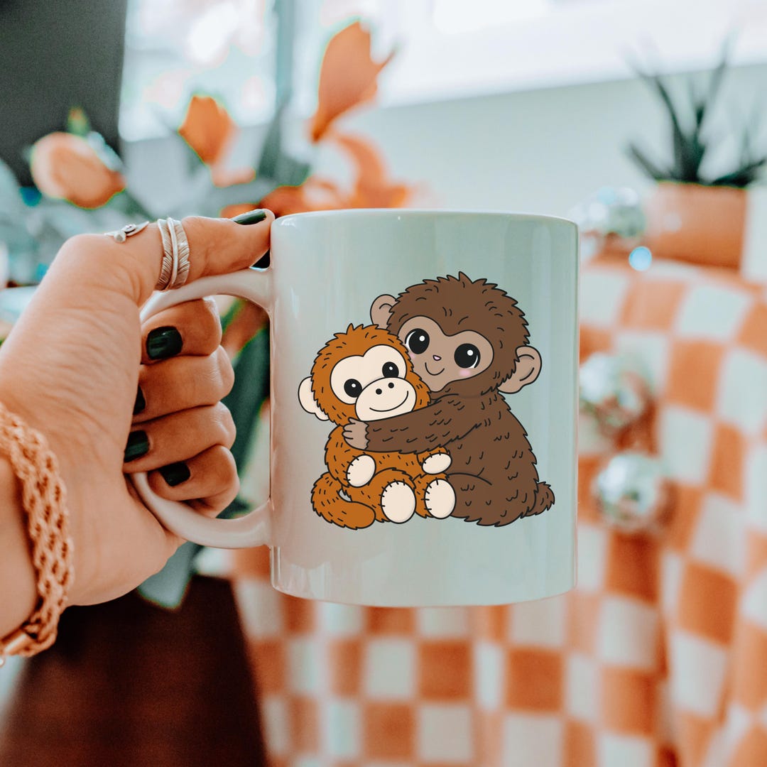 Punch Monkey Coffee Mug, Punch and Stuffed Monkey Cup, Cute Monkey ...