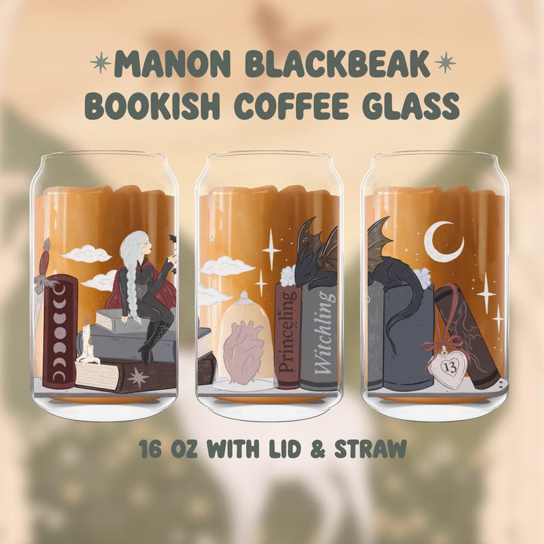 Manon TOG Book Stack Iced Coffee Glass, SJM Bookish Tumbler, Fantasy ...
