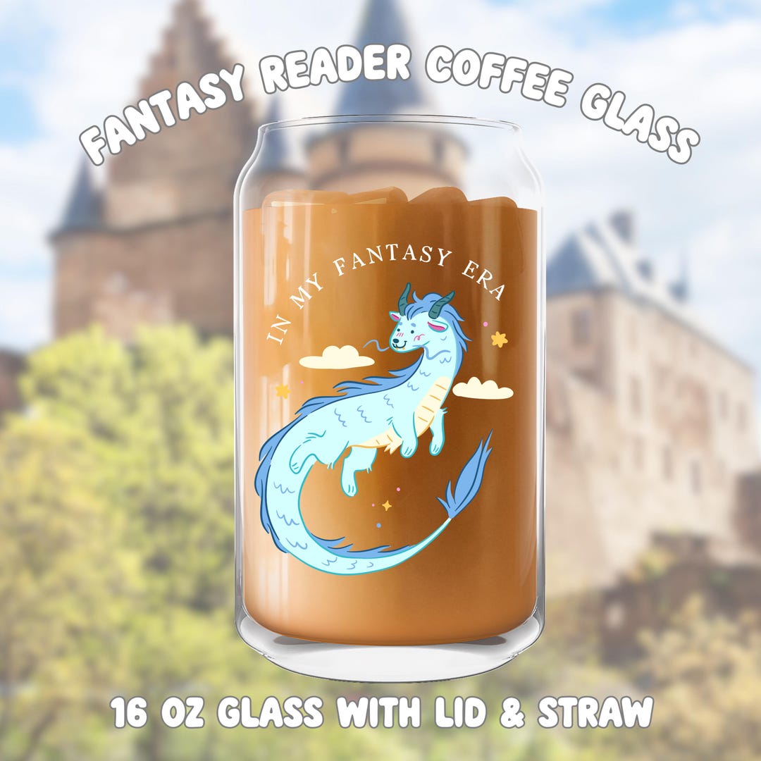 In My Fantasy Era Dragon Iced Coffee Glass, Bookish Reading Cup, Dragon ...