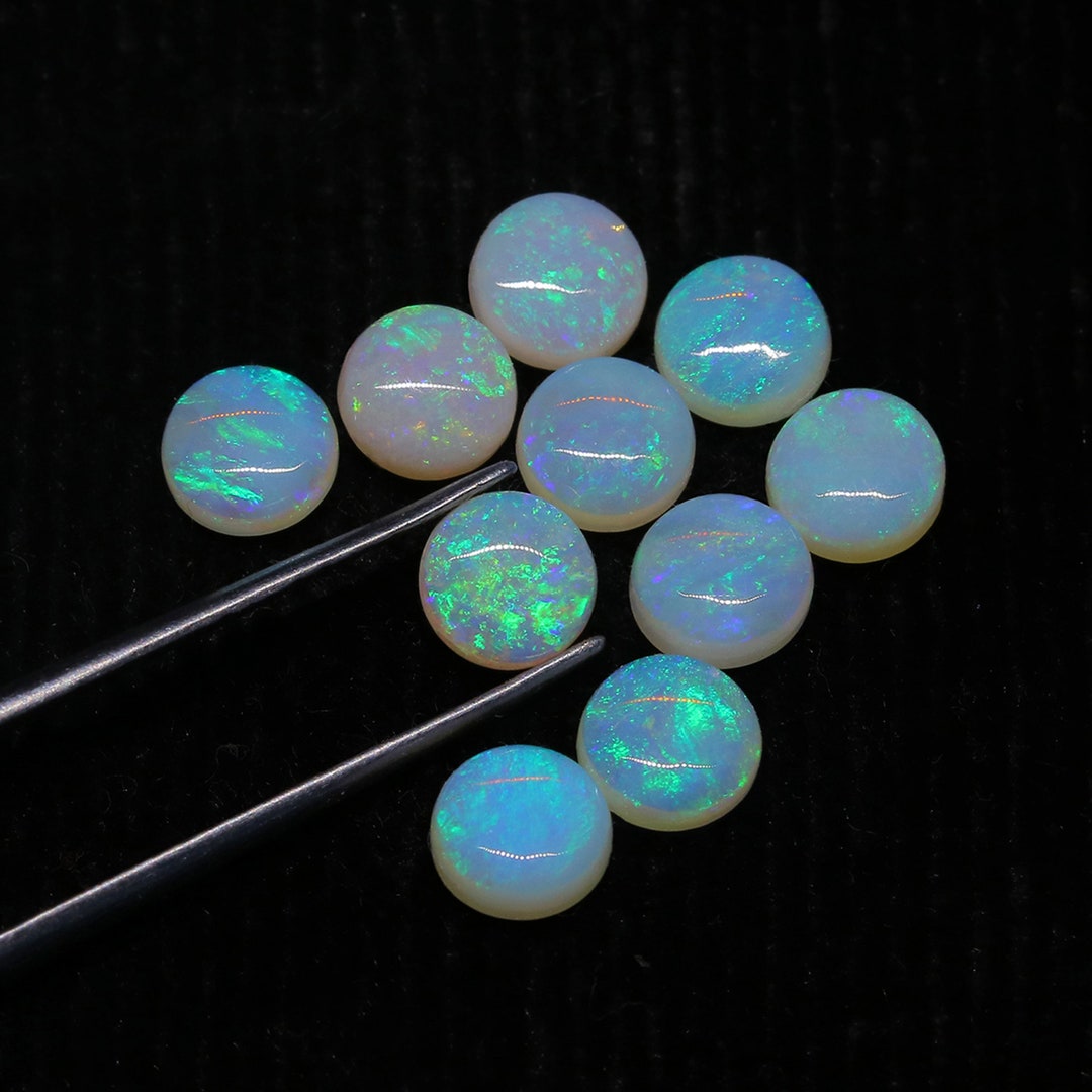 5 MM Round, Australian Opal, Green, Fire, Natural, Opal, Cabochon ...