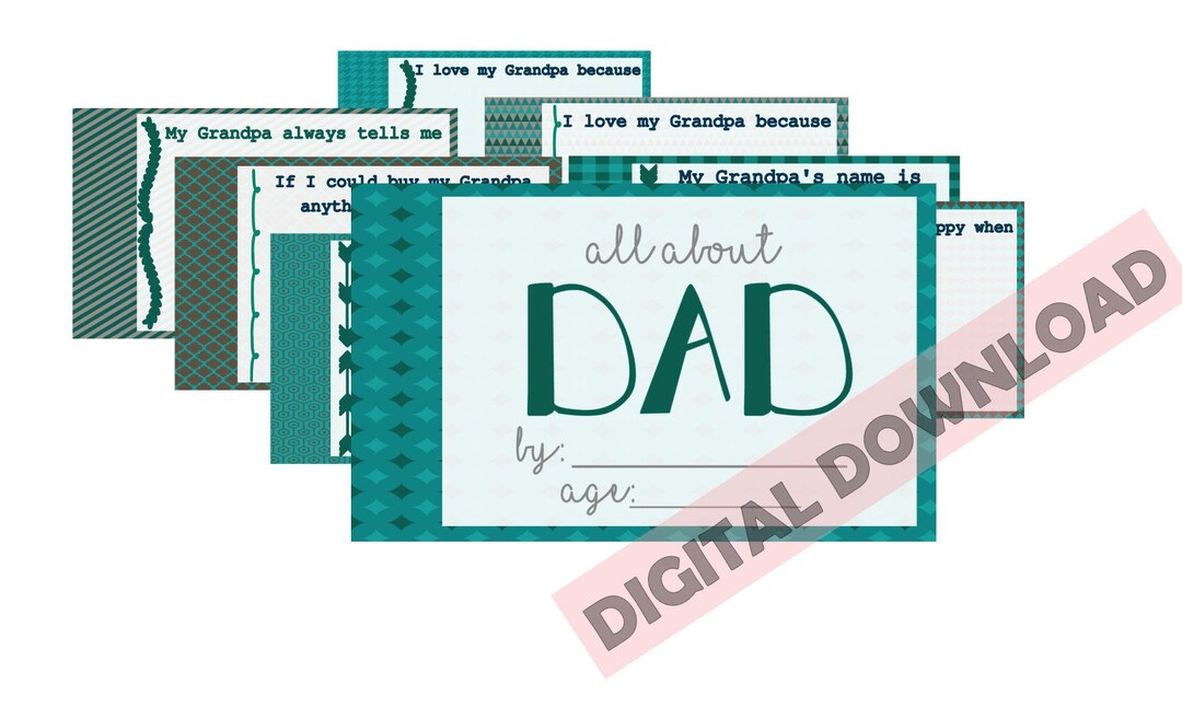 All About Dad Book: Father's Day Printable Gift (instant Download), DIY ...