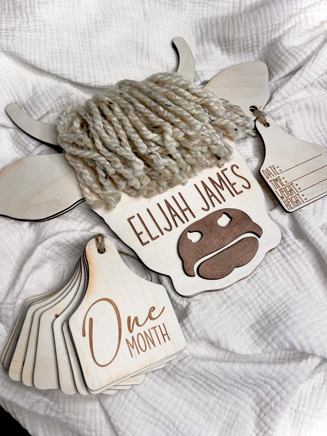 Highland Cow Sign, Western Birth Announcement, Birth Stat Sign, Cow ...