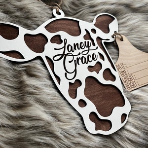 Western Birth Announcement, Birth Stat Sign, Cow Head Baby Name, Baby ...