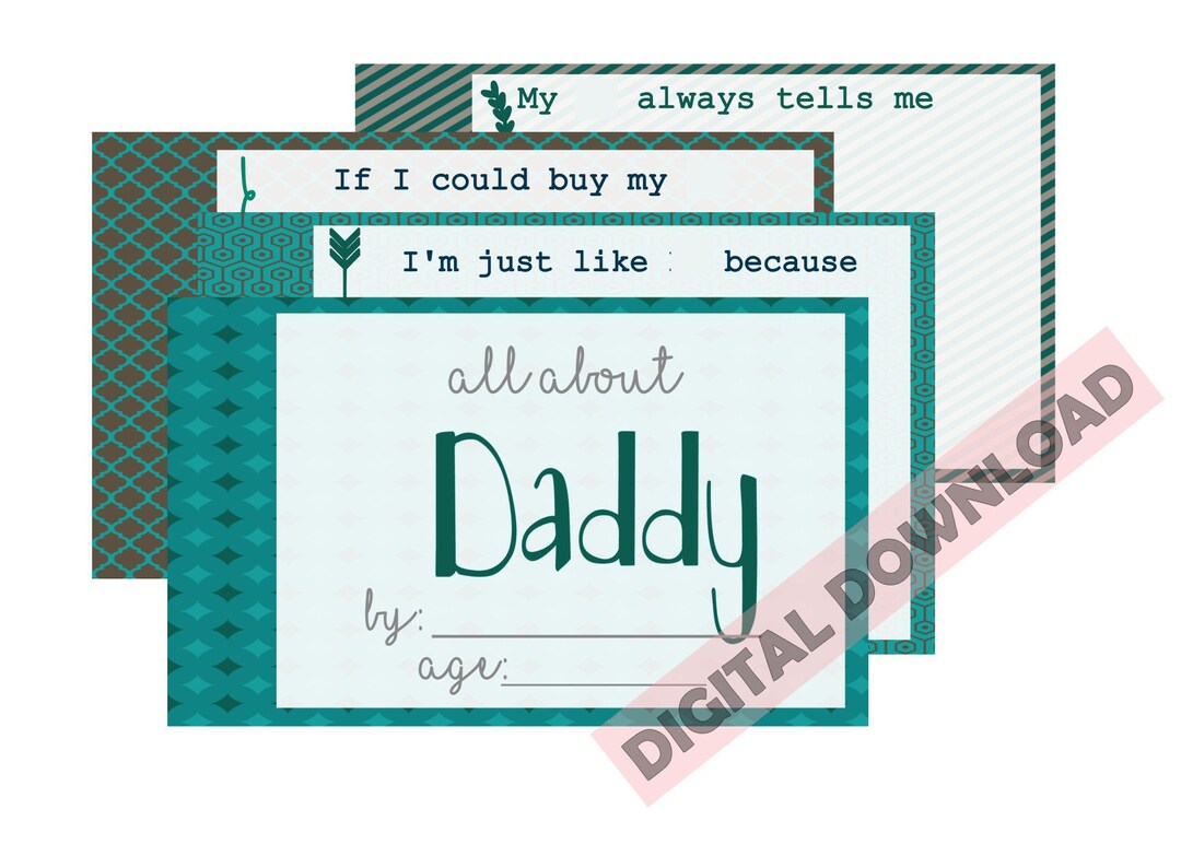 All About Daddy Book, All About Dad Book, Fathers Day Gift, INSTANT ...