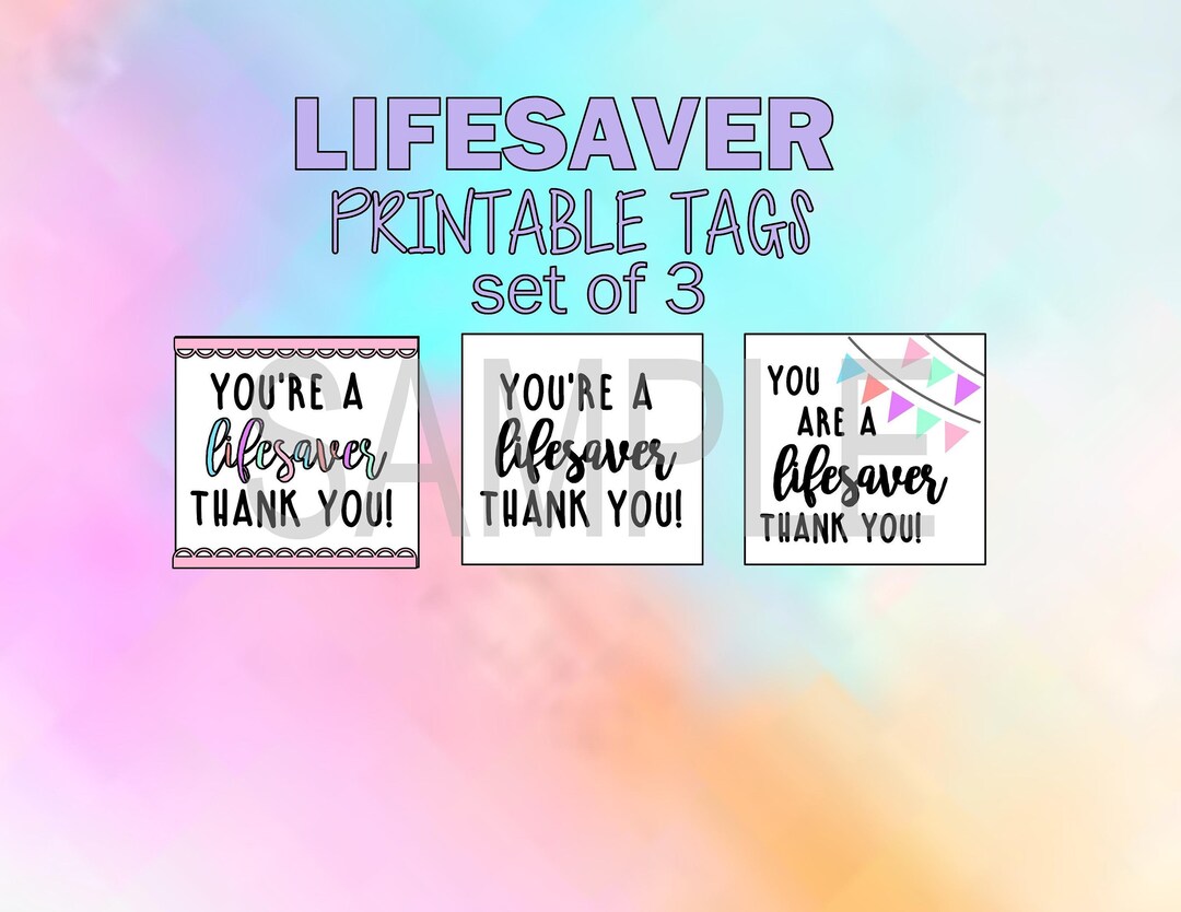 Thank You Note, Gift Tag--you're a "lifesaver" - Etsy