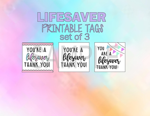 Thank You Note Gift Tagyou're a lifesaver | Etsy