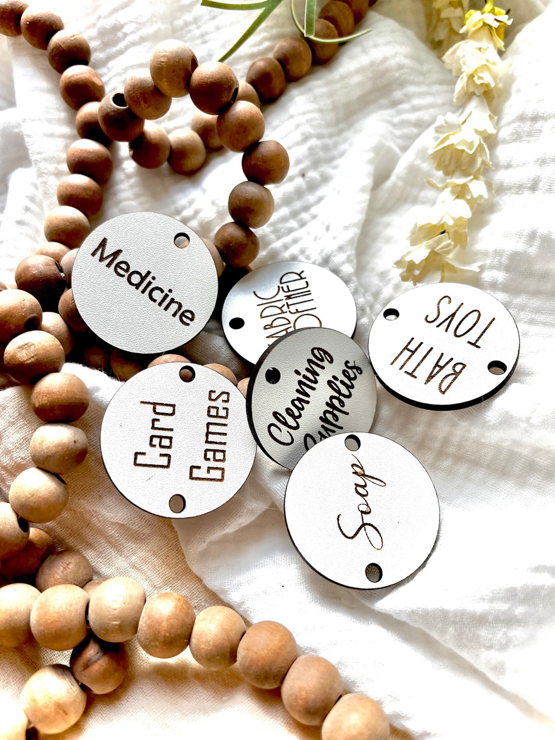 Custom Wood Round Tags, Home Organization Tags, Gift Tags, Custom ...