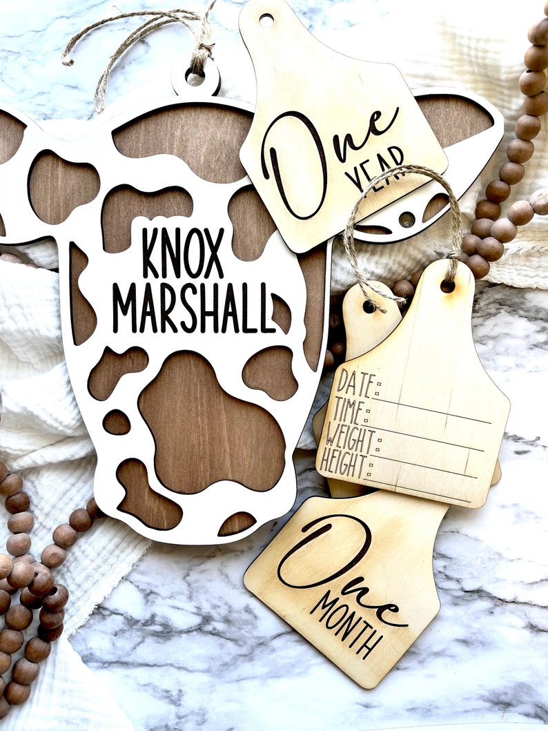 Western Birth Announcement Birth Stat Sign Cow Head Baby - Etsy