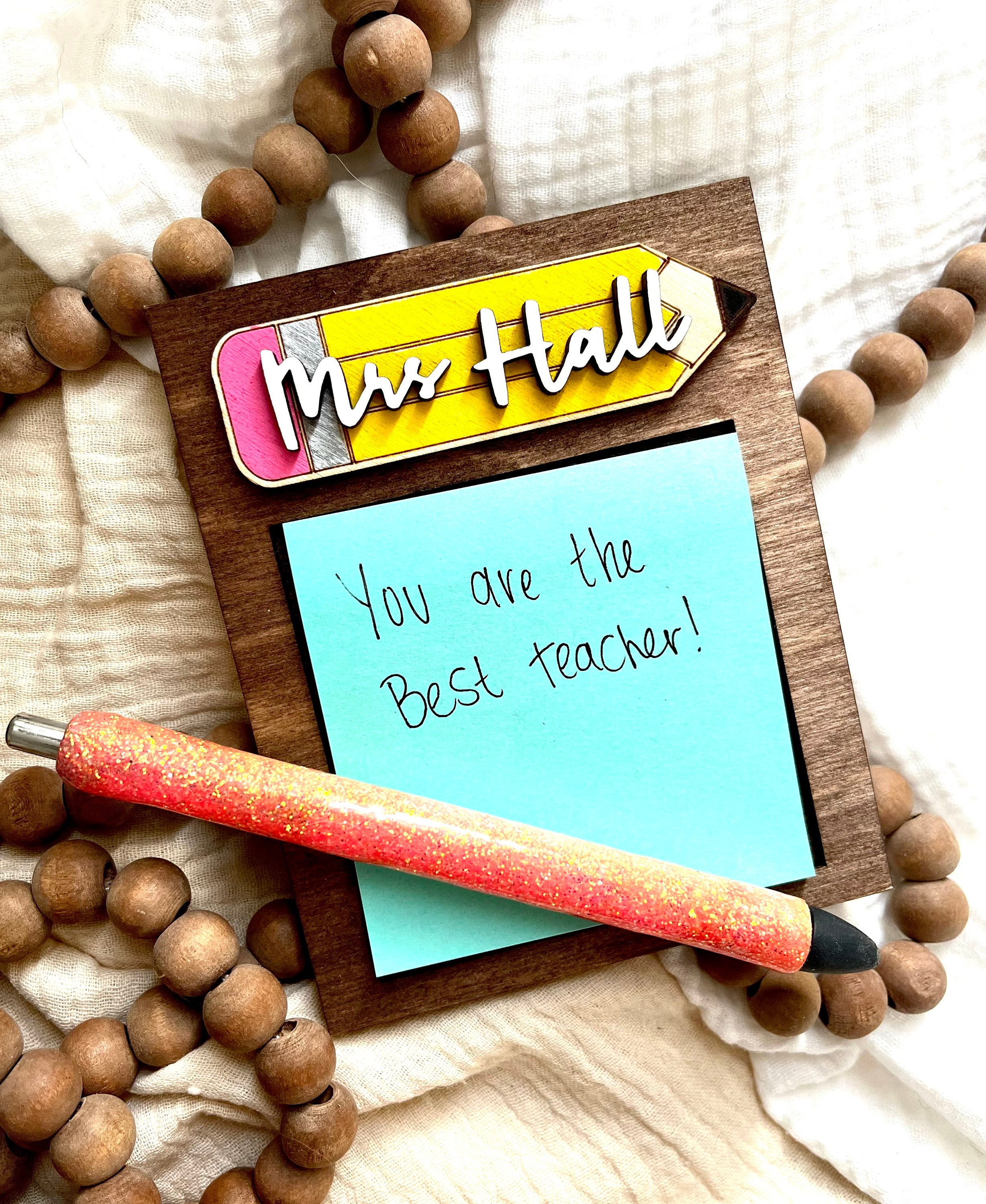Teacher Gift, End of Year Gift, Sticky Note Holder, Personalized ...