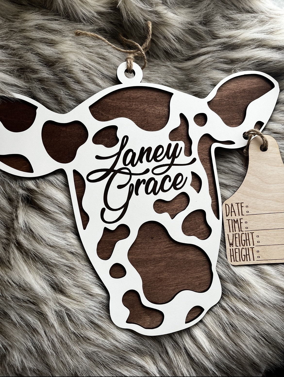 Western Birth Announcement, Birth Stat Sign, Cow Head Baby Name, Baby ...