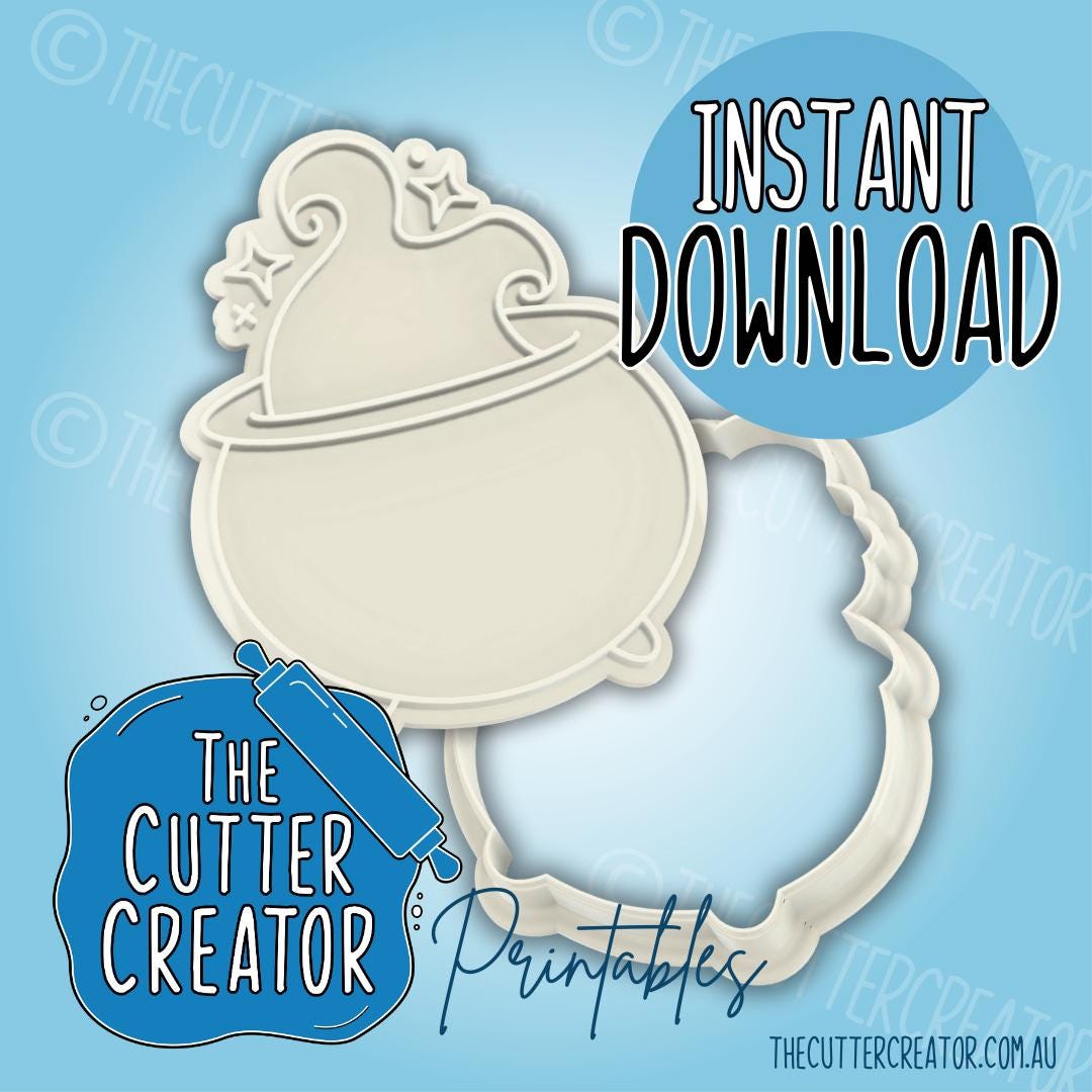 Witches Cauldron: Halloween Cookie Stamp - STL File Instant Download ...