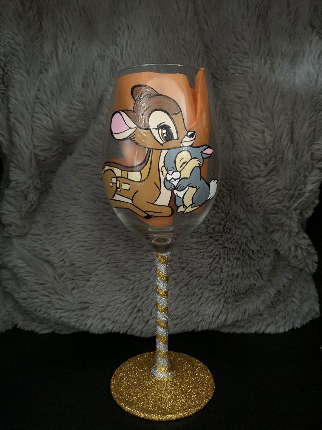 Bambi and Thumper Handpainted Wine Glass - Etsy