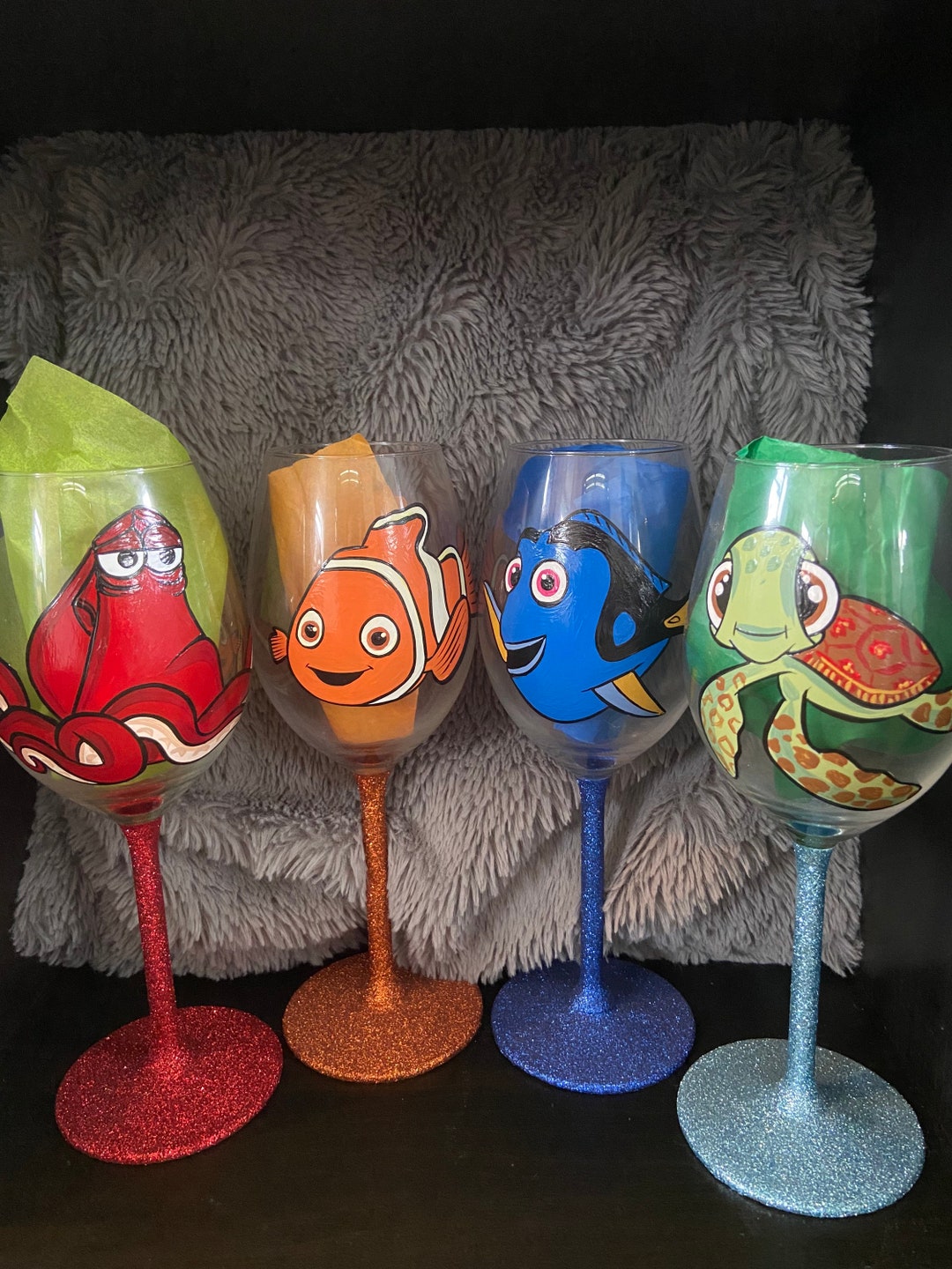 Nemo Handpainted Wine Glasses - Etsy