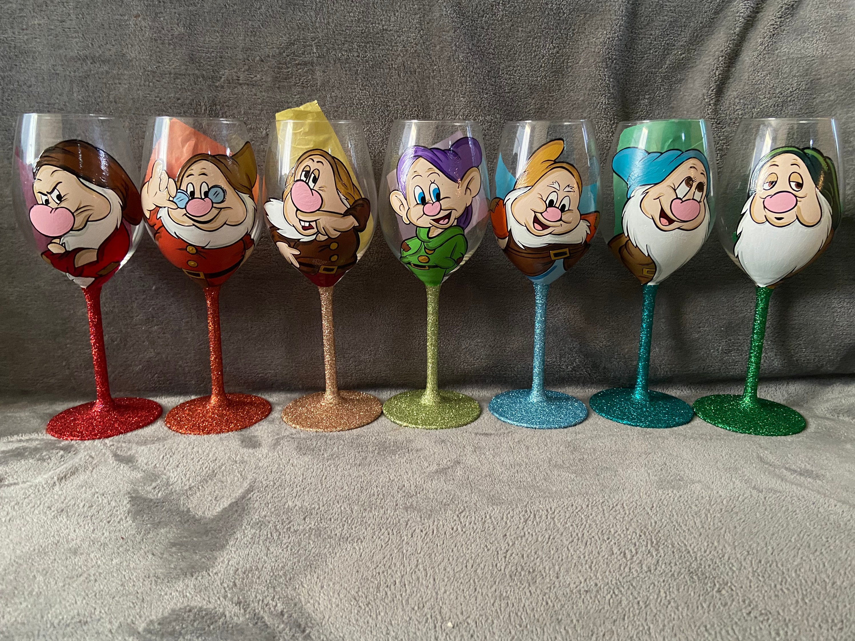 Seven Dwarfs Hand Painted Wine Glass | Etsy