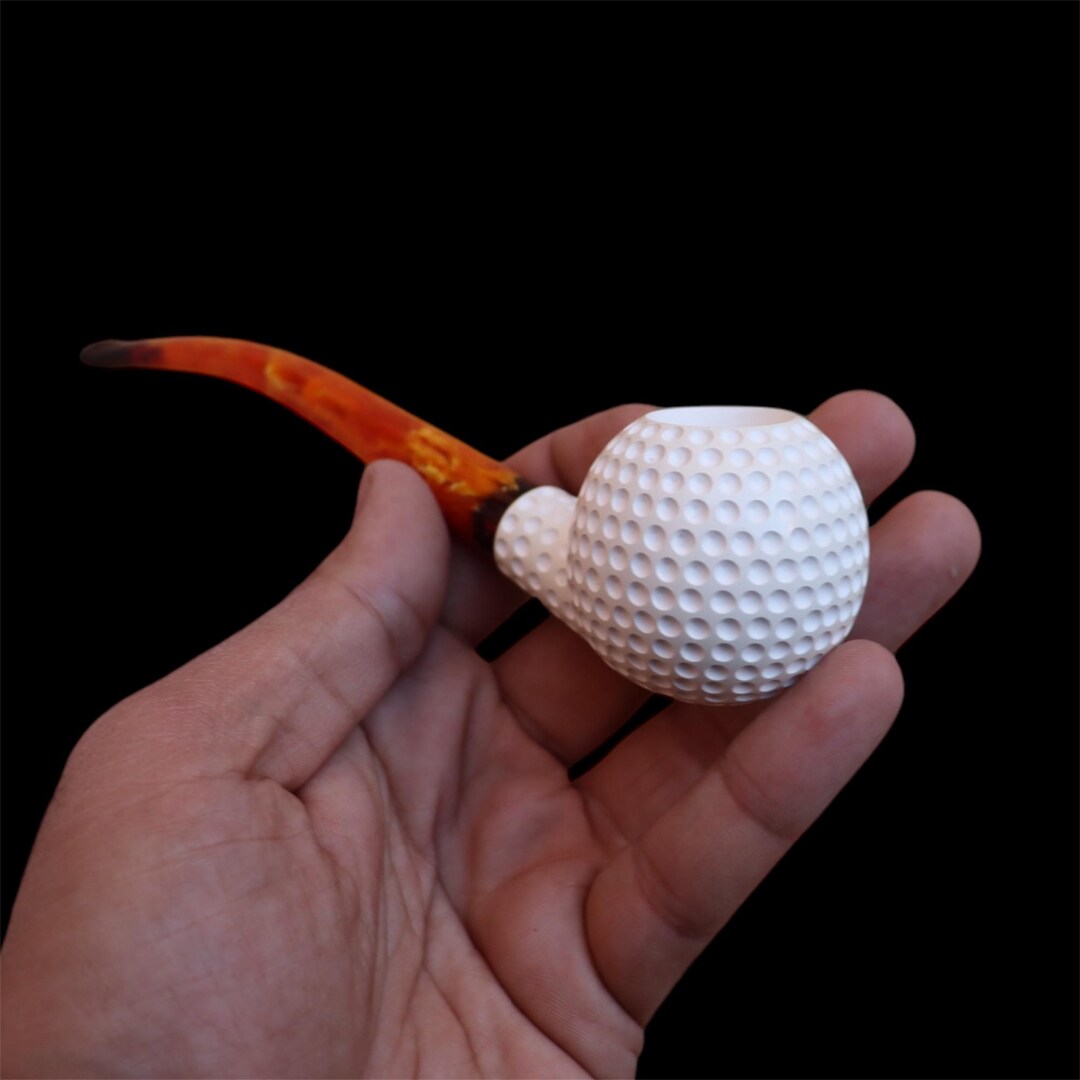 Churchwarden Meerschaum, Special Handmade Golf Ball Meerschaum Pipe ...