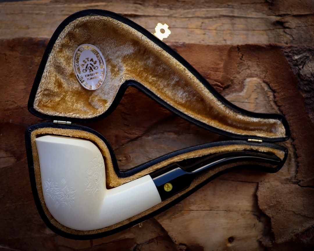 Smooth Special Hand Crafted Cobra Model Meerschaum Pipe With Leather ...