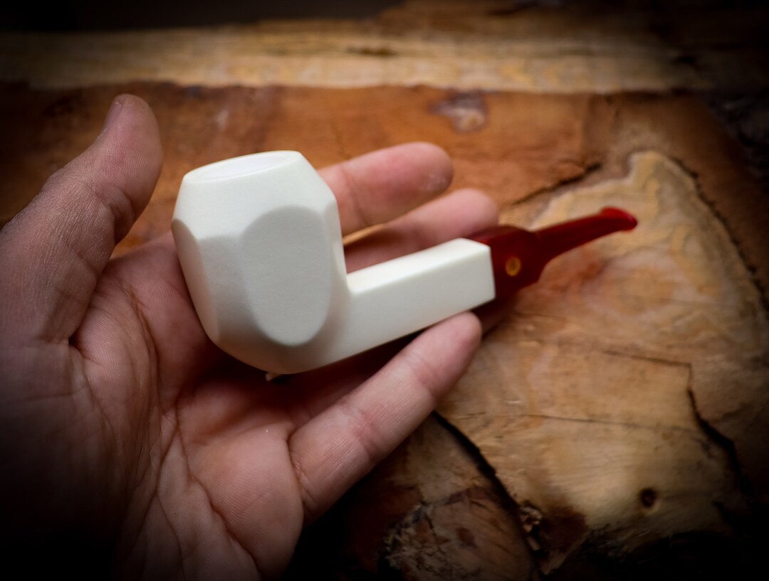 Smooth Special Hand Crafted Panel Model Meerschaum Pipe With Leather ...