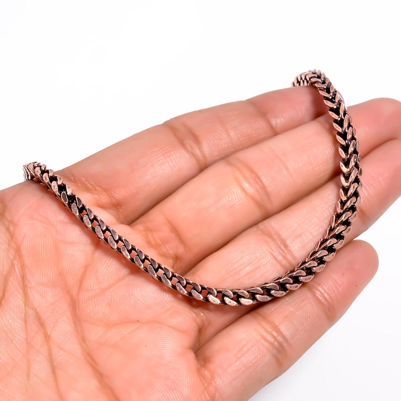 Rose Gold Curb Chain Necklace for Men, 18K Rose Gold Plated Chain ...
