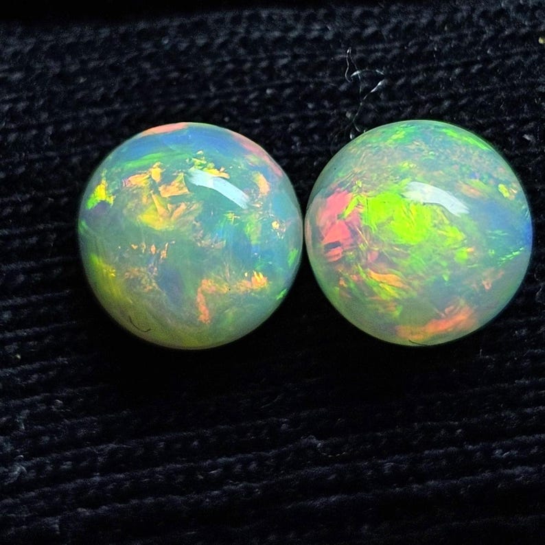 AAA+ Welo Opal Pair, Natural Ethiopian Opal Cabochons, 7mm - Etsy