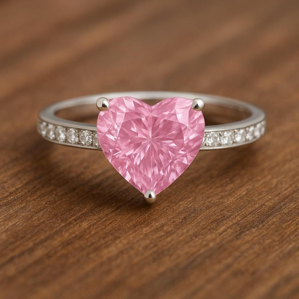 Heart Shaped Pink Gemstone Ring, Sterling Silver Promise Ring, Dainty ...