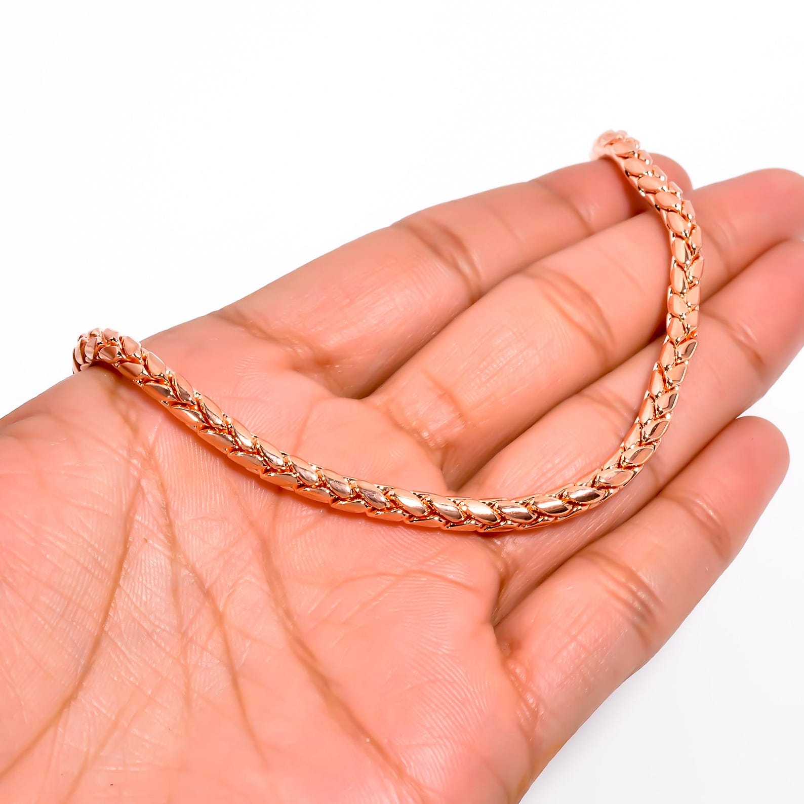 Rose Gold Snake Chain Necklace | 14K Gold Plated Herringbone Chain ...