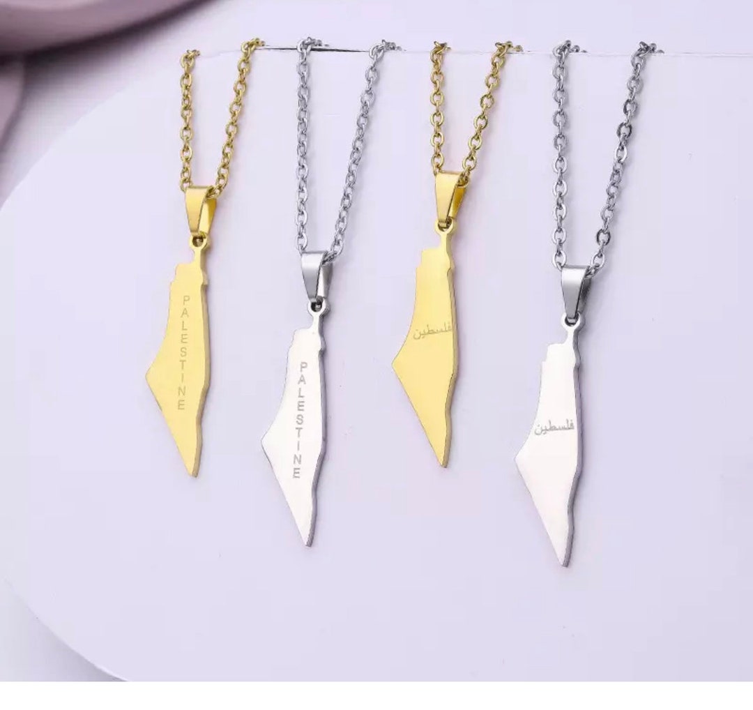 Palestinian Pendent Flag Necklace Stainless Steel, Palestine Map ...