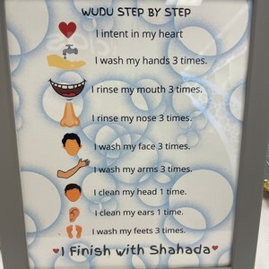 Wudu / Wudhu Step by Step Guide for Kids With Frame - Etsy