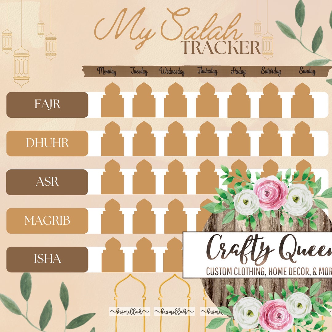 My Salah Tracker Printable Instant Download Two Sizes - Etsy Australia