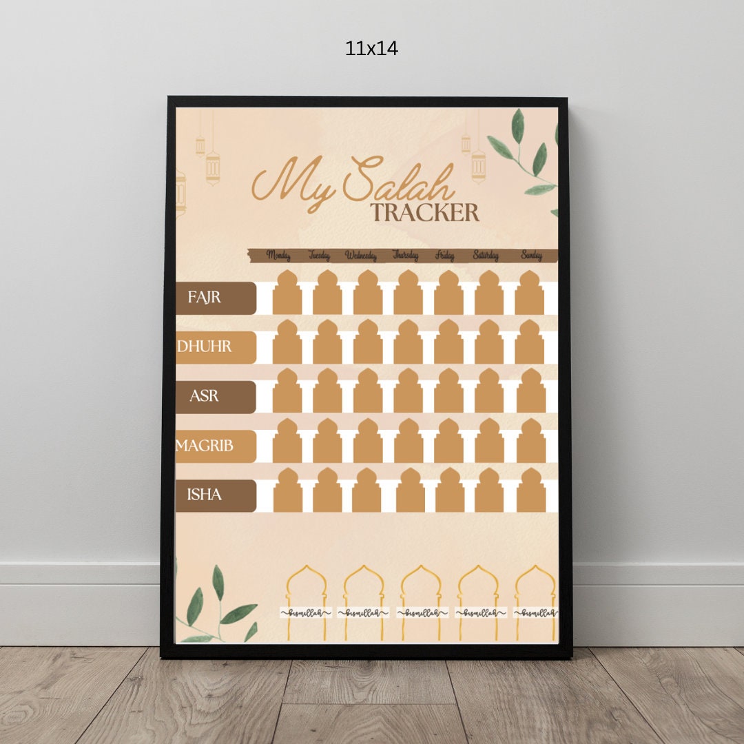 My Salah Tracker Printable Instant Download , Two Sizes, Muslim Five ...
